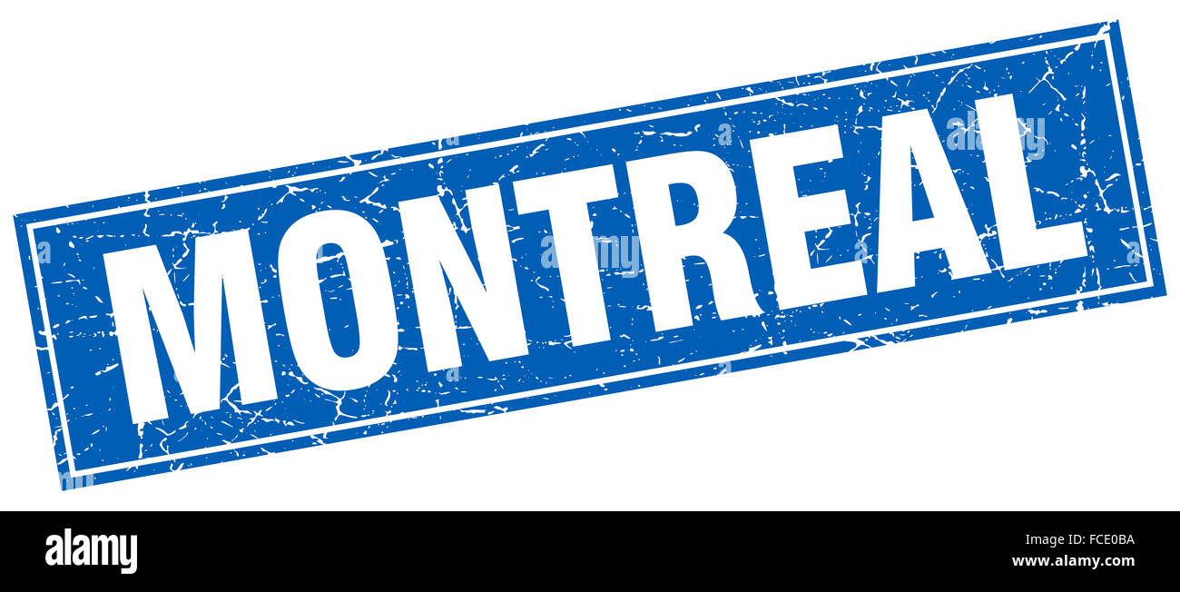 Montreal blue square grunge vintage isolated stamp Stock Photo - Alamy