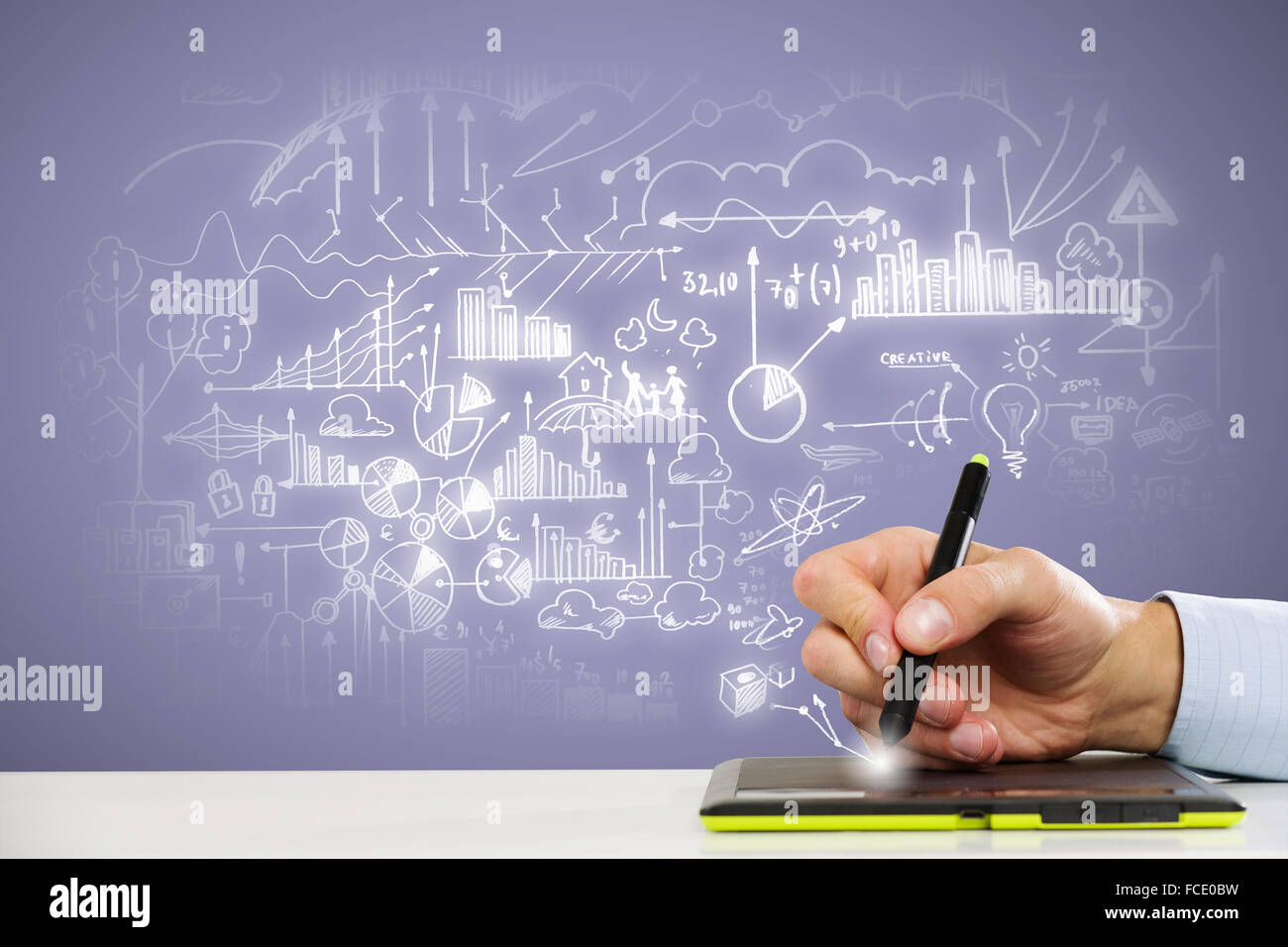 Close up of human hand drawing business strategy plan Stock Photo - Alamy