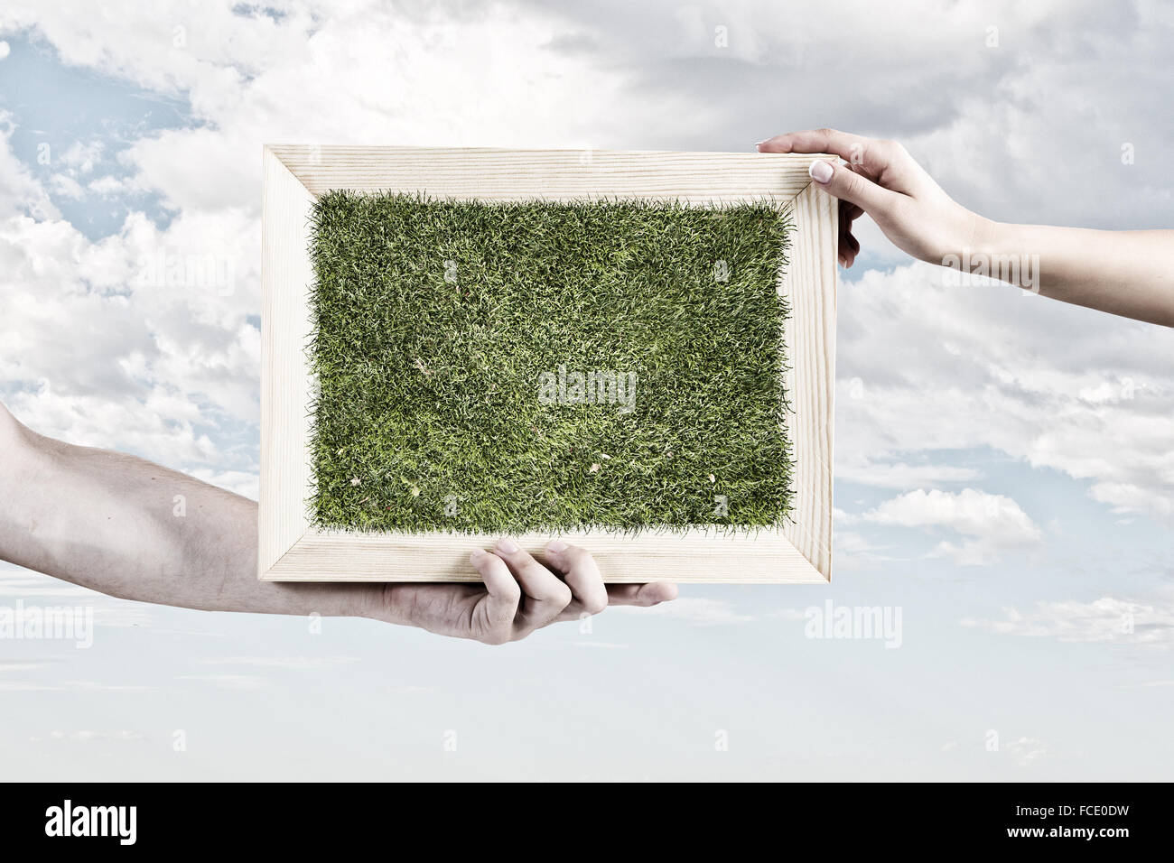 Close up of human hand holding frame Stock Photo - Alamy