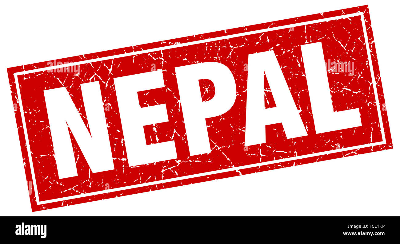 Nepal red square grunge vintage isolated stamp Stock Photo - Alamy