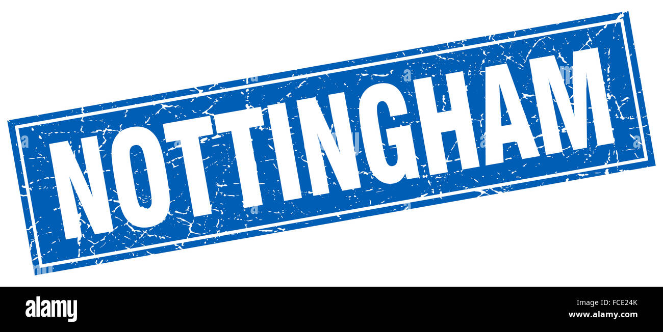 Nottingham blue square grunge vintage isolated stamp Stock Photo - Alamy