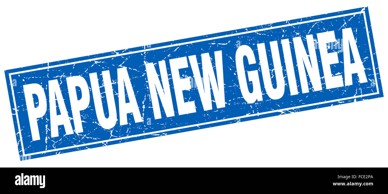 Papua New Guinea blue square grunge vintage isolated stamp Stock Photo - Alamy