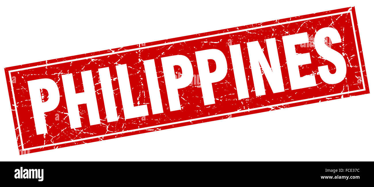 Philippines red square grunge vintage isolated stamp Stock Photo - Alamy
