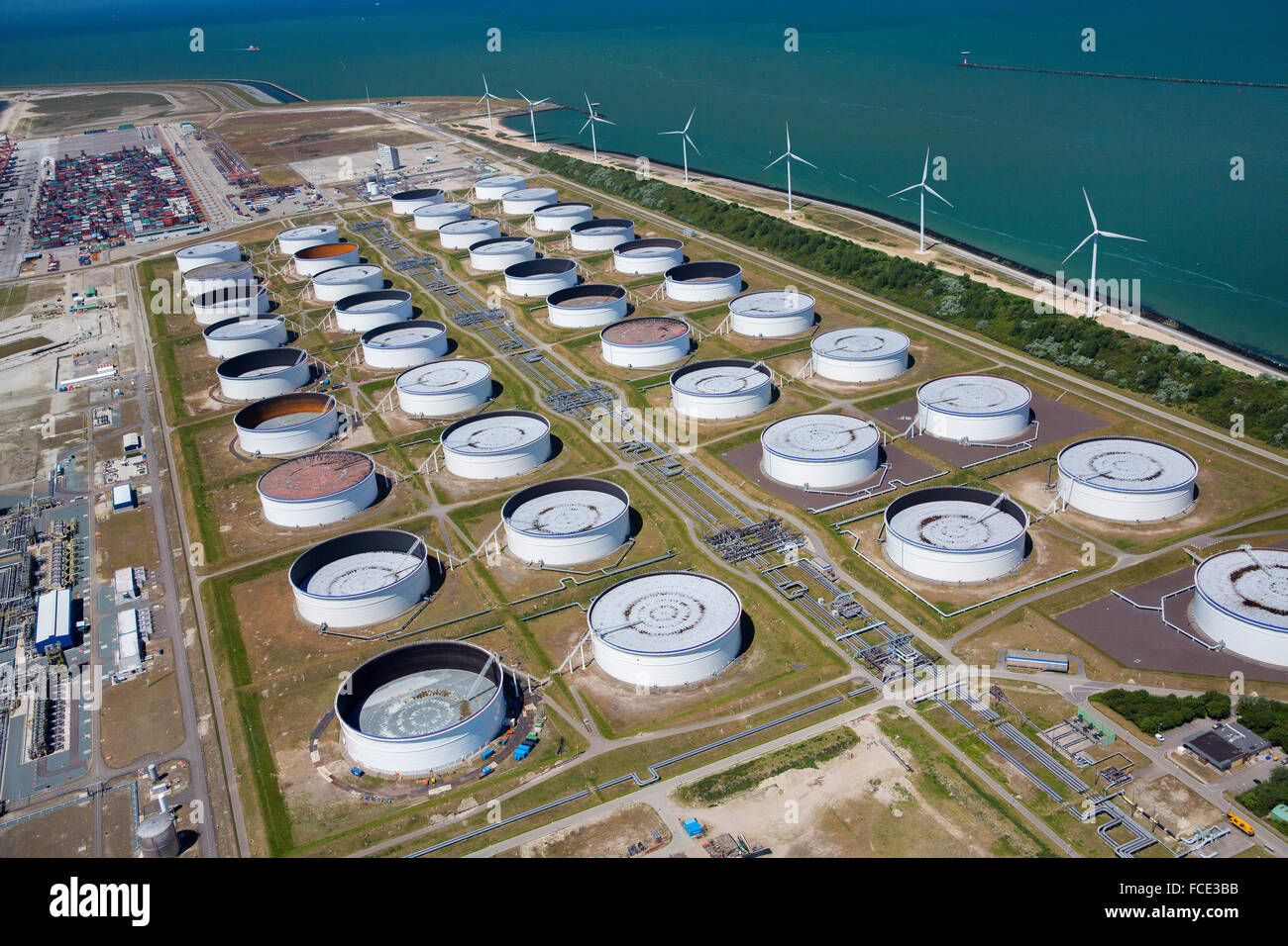 Netherlands, Rotterdam, Port of Rotterdam. Maasvlakte II, Two, Oil ...