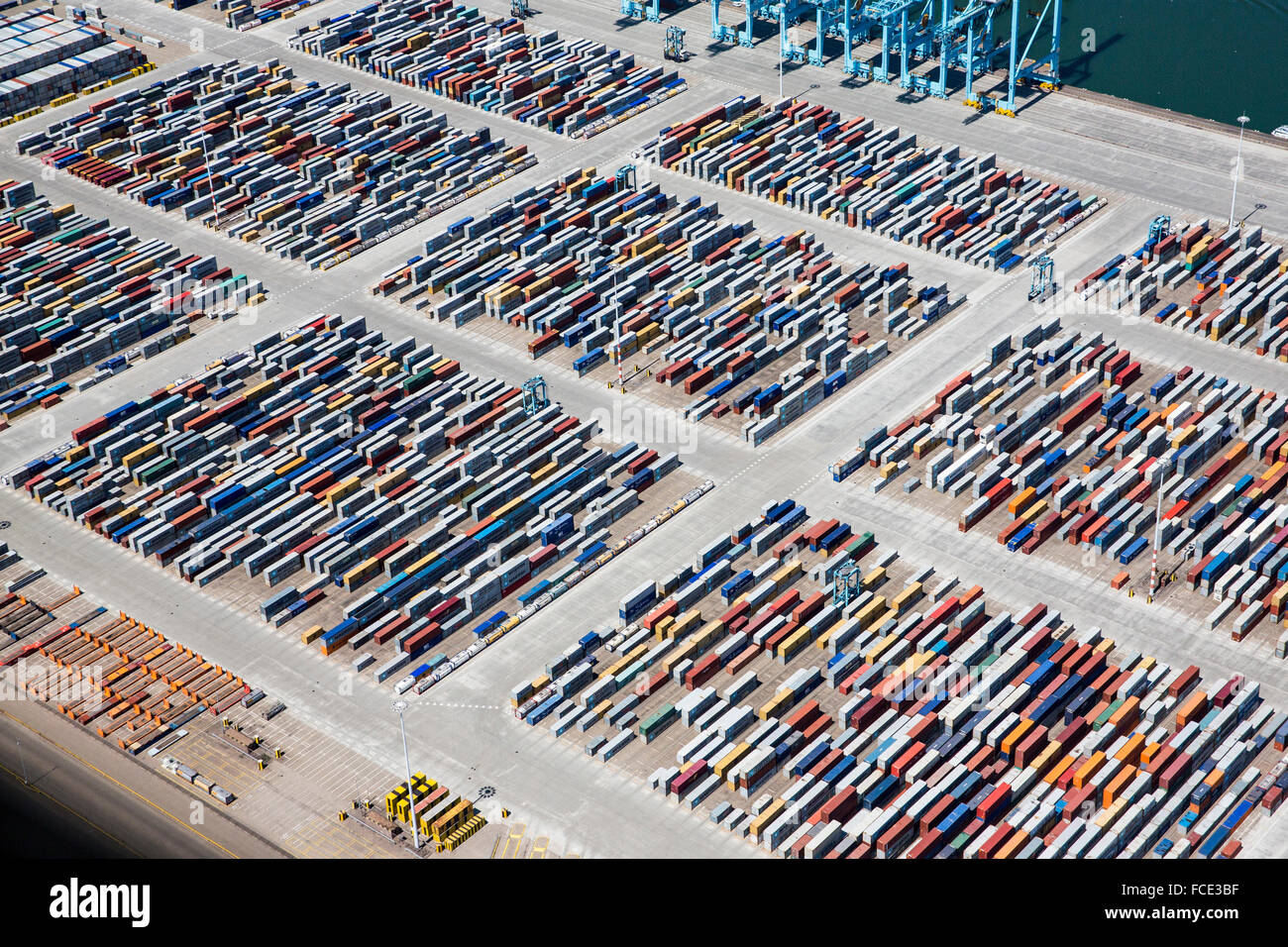 Netherlands, Rotterdam, Port, Maasvlakte II, Two, Container storage ...