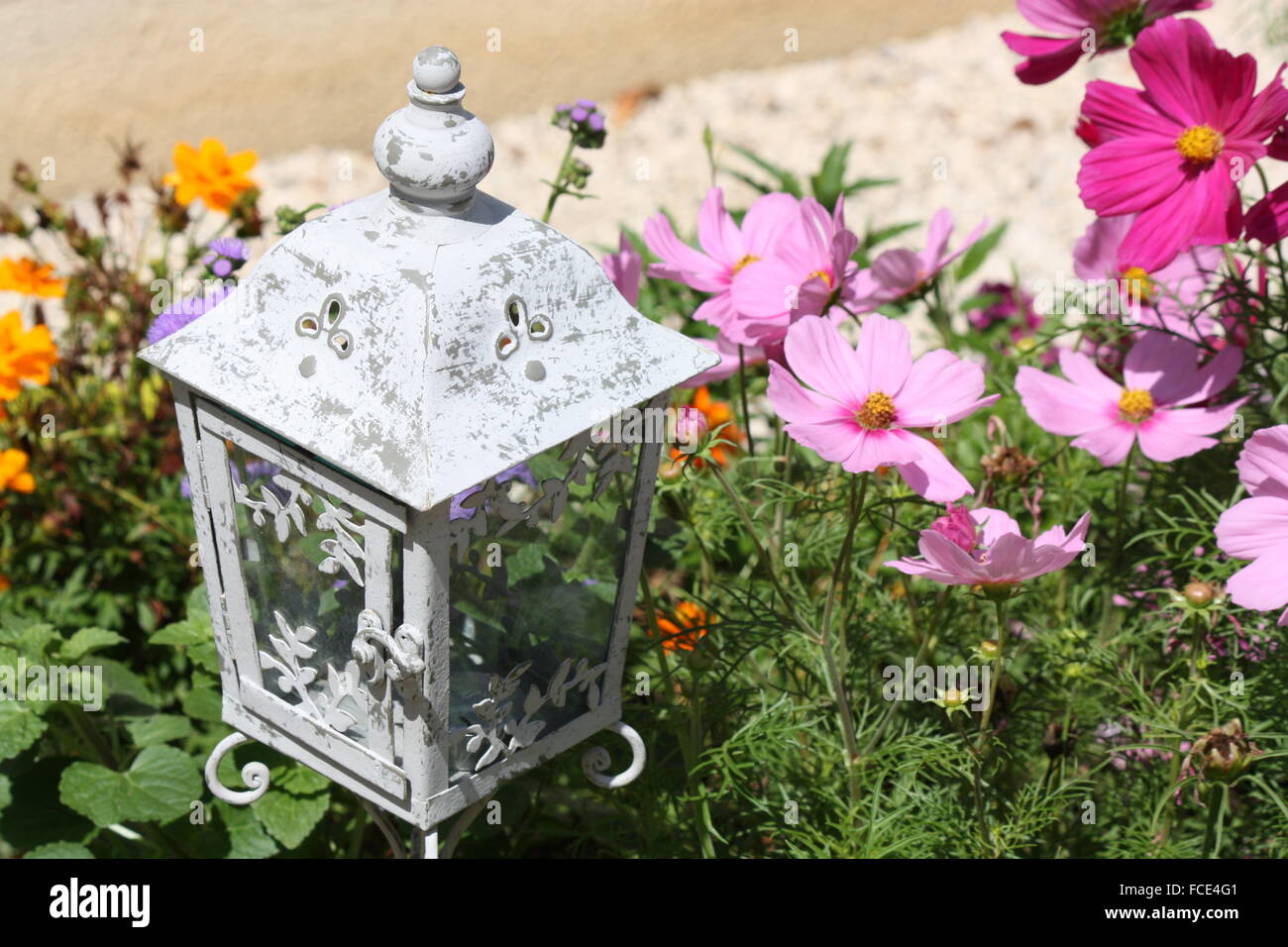 Street Light And Flowers Stock Photo - Alamy