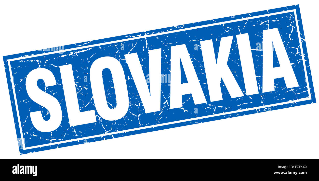 Slovakia blue square grunge vintage isolated stamp Stock Photo - Alamy