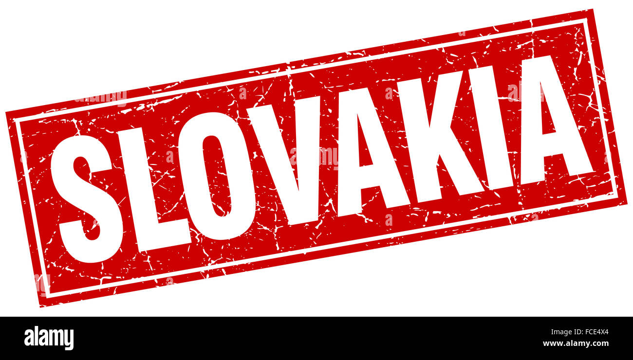 Slovakia red square grunge vintage isolated stamp Stock Photo - Alamy