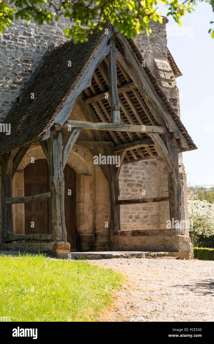France, Normandy, old traditionnal church in a little village Stock ...