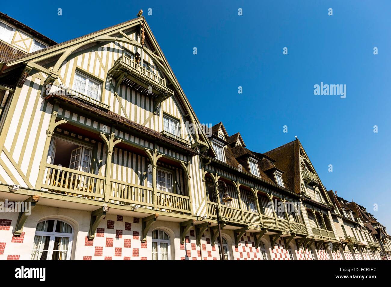 France, Normandy, The facades of the Normandy Hotel in typical ...