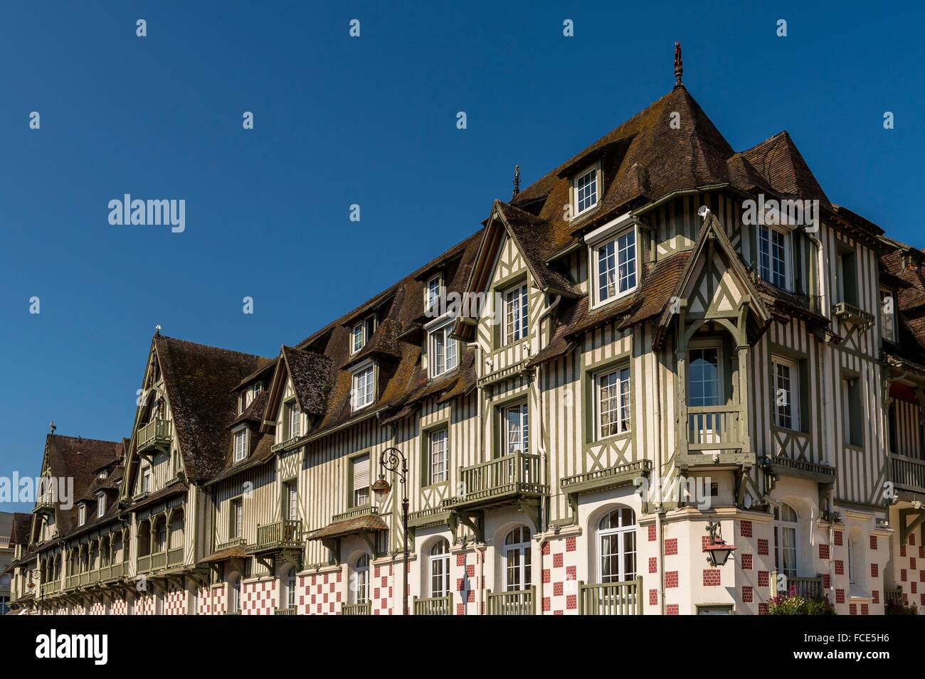 France, Normandy, The facades of the Normandy Hotel in typical ...