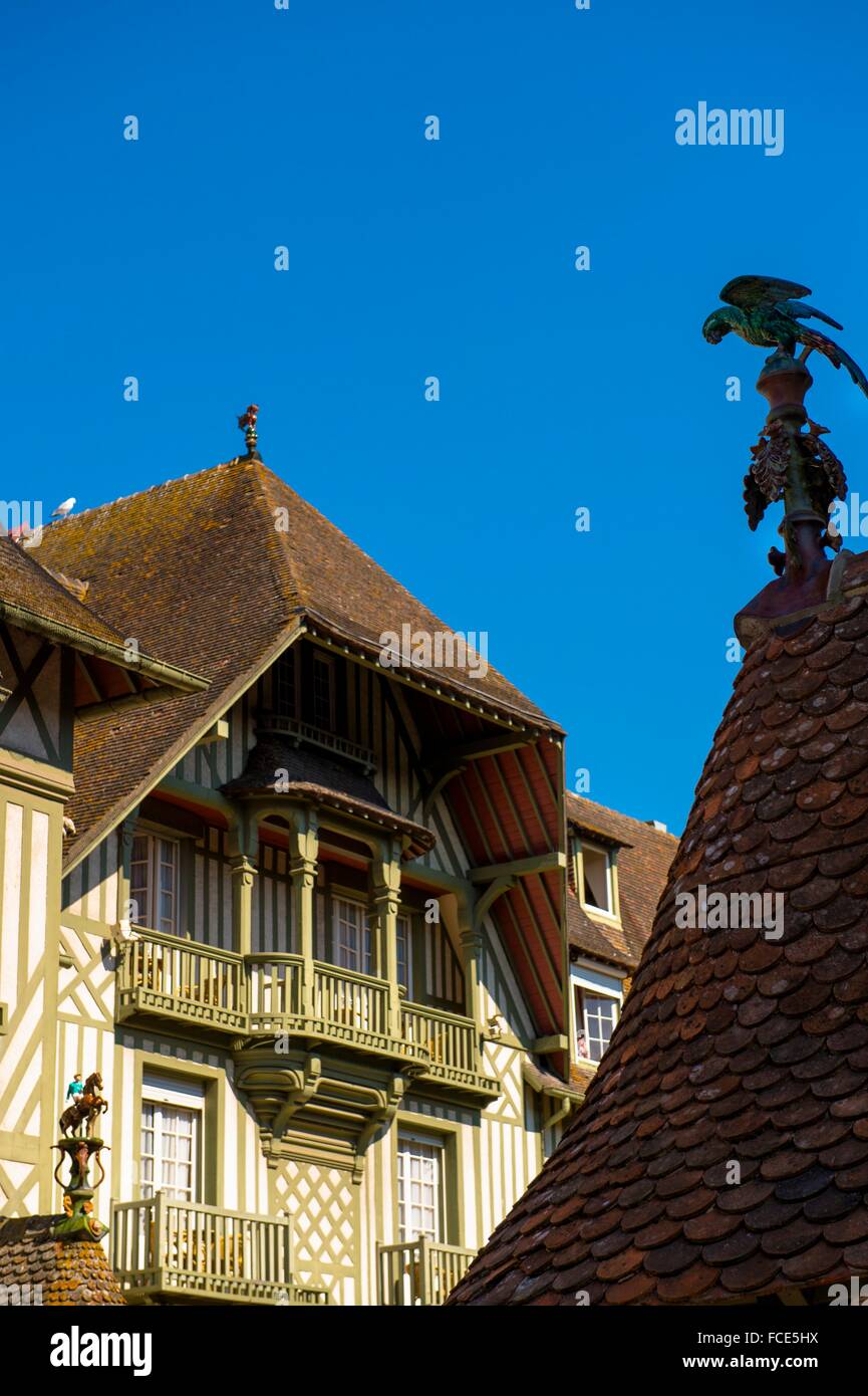 France, Normandy, The facades of the Normandy Hotel in typical ...