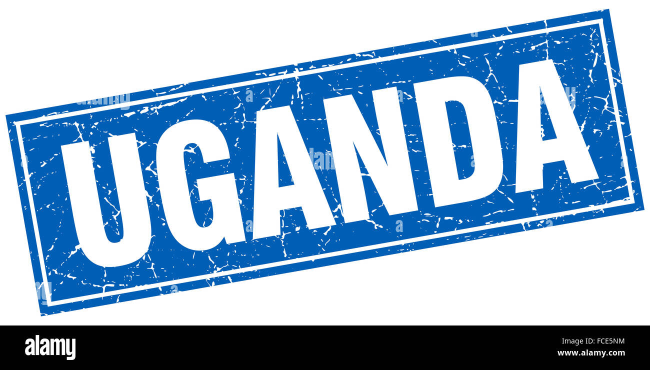 Uganda blue square grunge vintage isolated stamp Stock Photo - Alamy