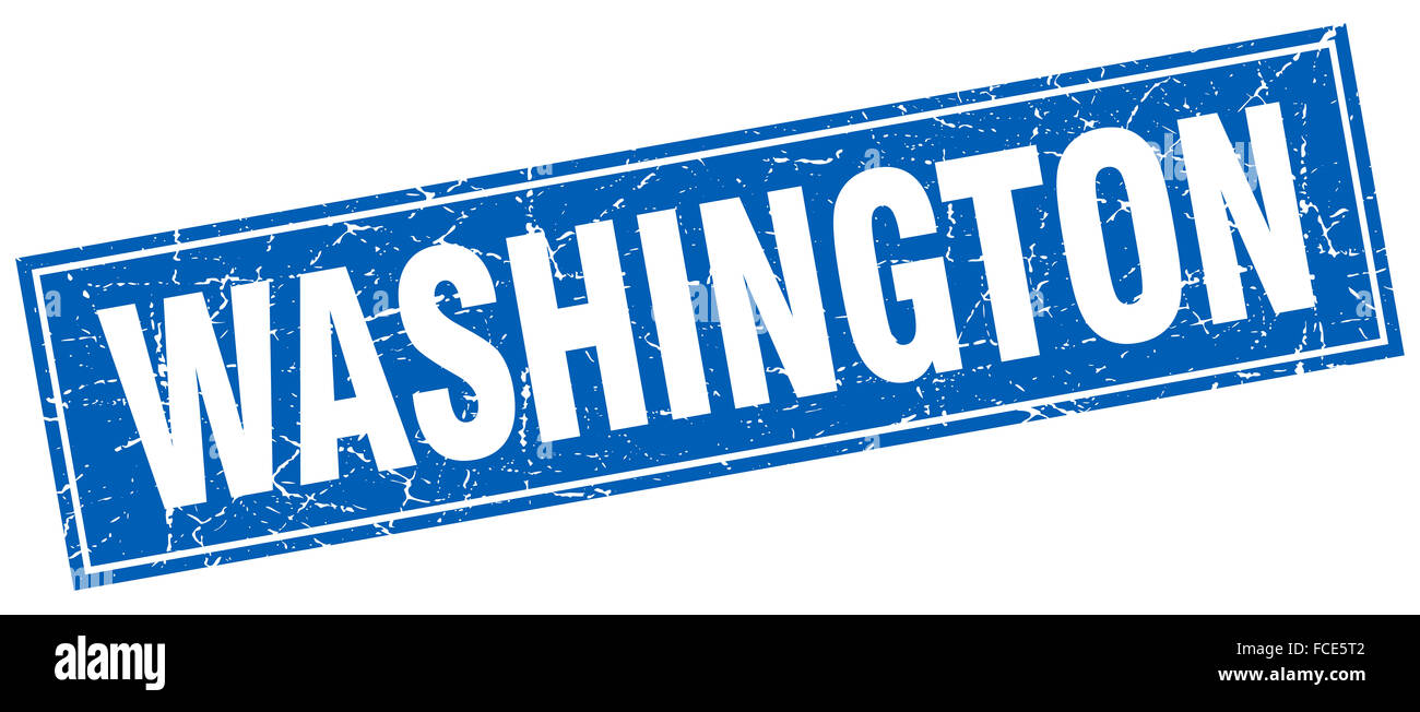 Washington blue square grunge vintage isolated stamp Stock Photo - Alamy