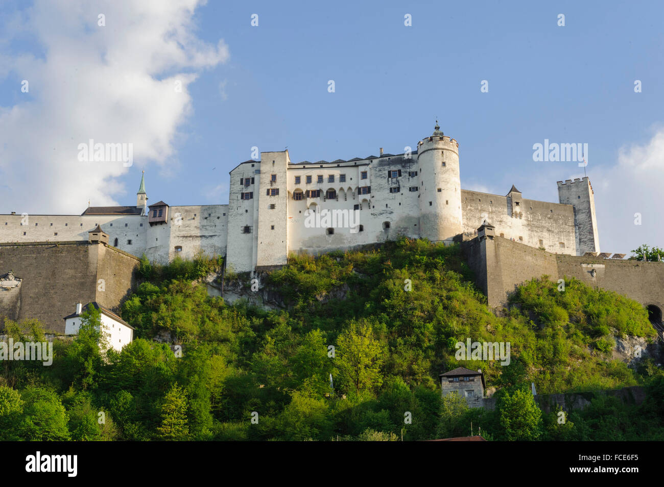 Hohensalzburg Fortress, the historic center of the city of Salzburg, a ...