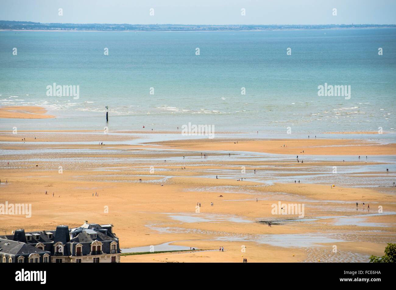 France, Normandy, the beach of Houlgate seen from a high point of view ...