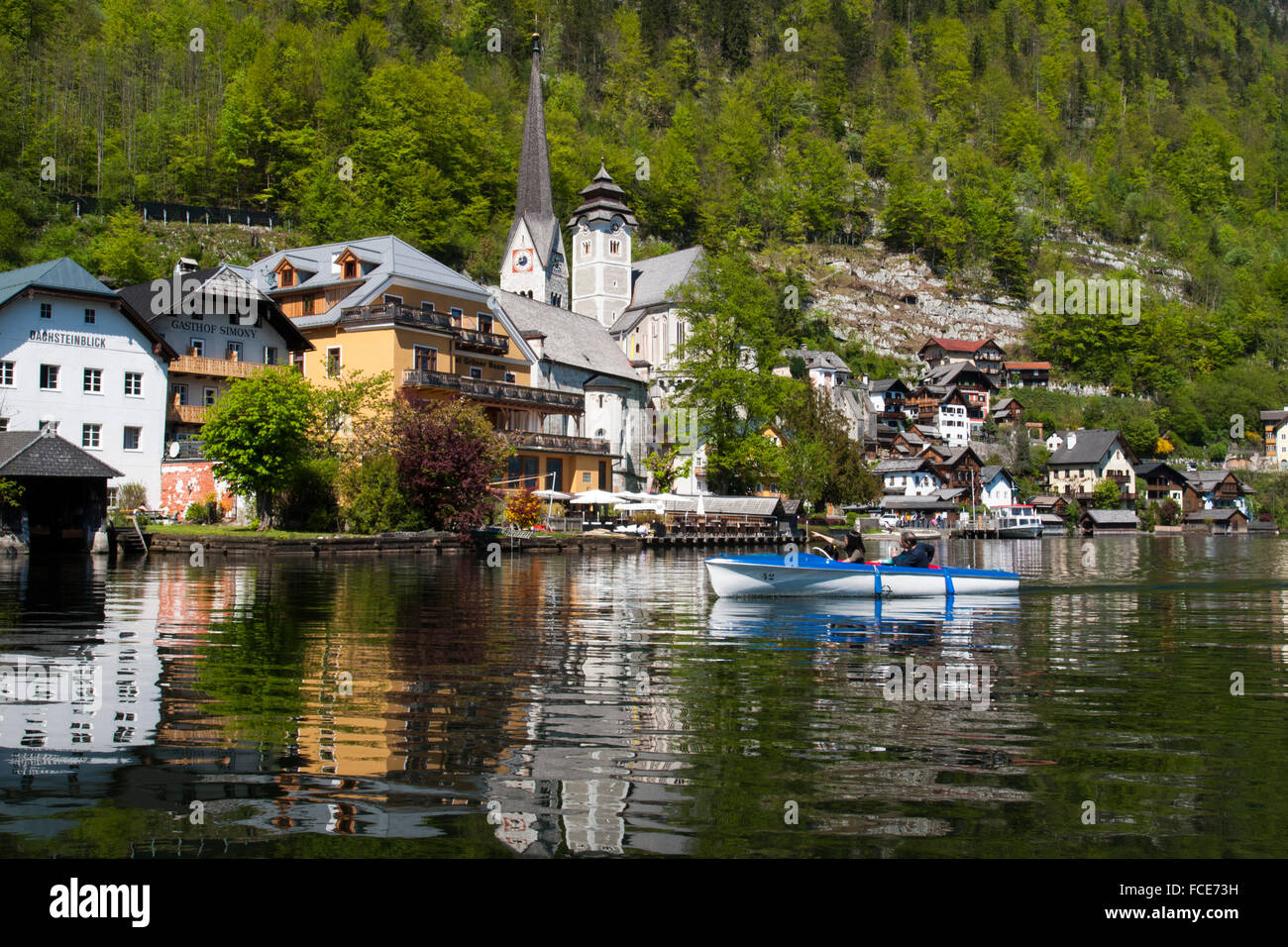 Hallstatt at Lake Hallstatt, Austria Alps Stock Photo - Alamy