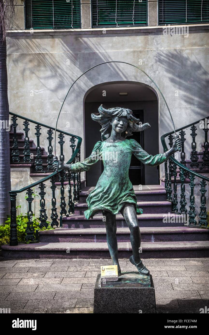 Madeira, Monte Palace Tropical Gardens statue of a girl skipping rope ...