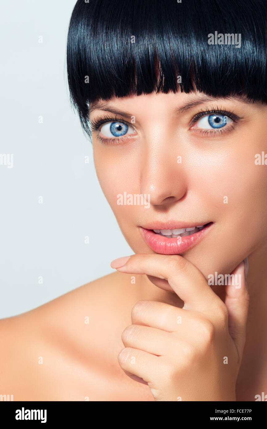 Portrait of beautiful young dark-haired woman Stock Photo - Alamy