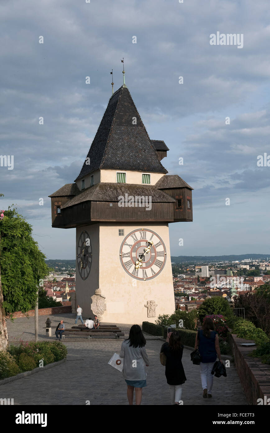 Clock tower, Schlossberg, UNESCO World Heritage Site city of Graz ...