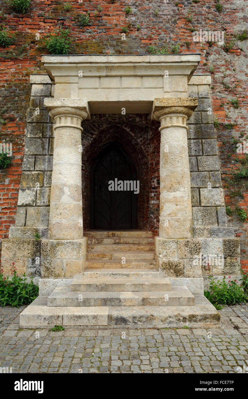 columns gate the fortress Schlossberg, UNESCO World Heritage Site city ...