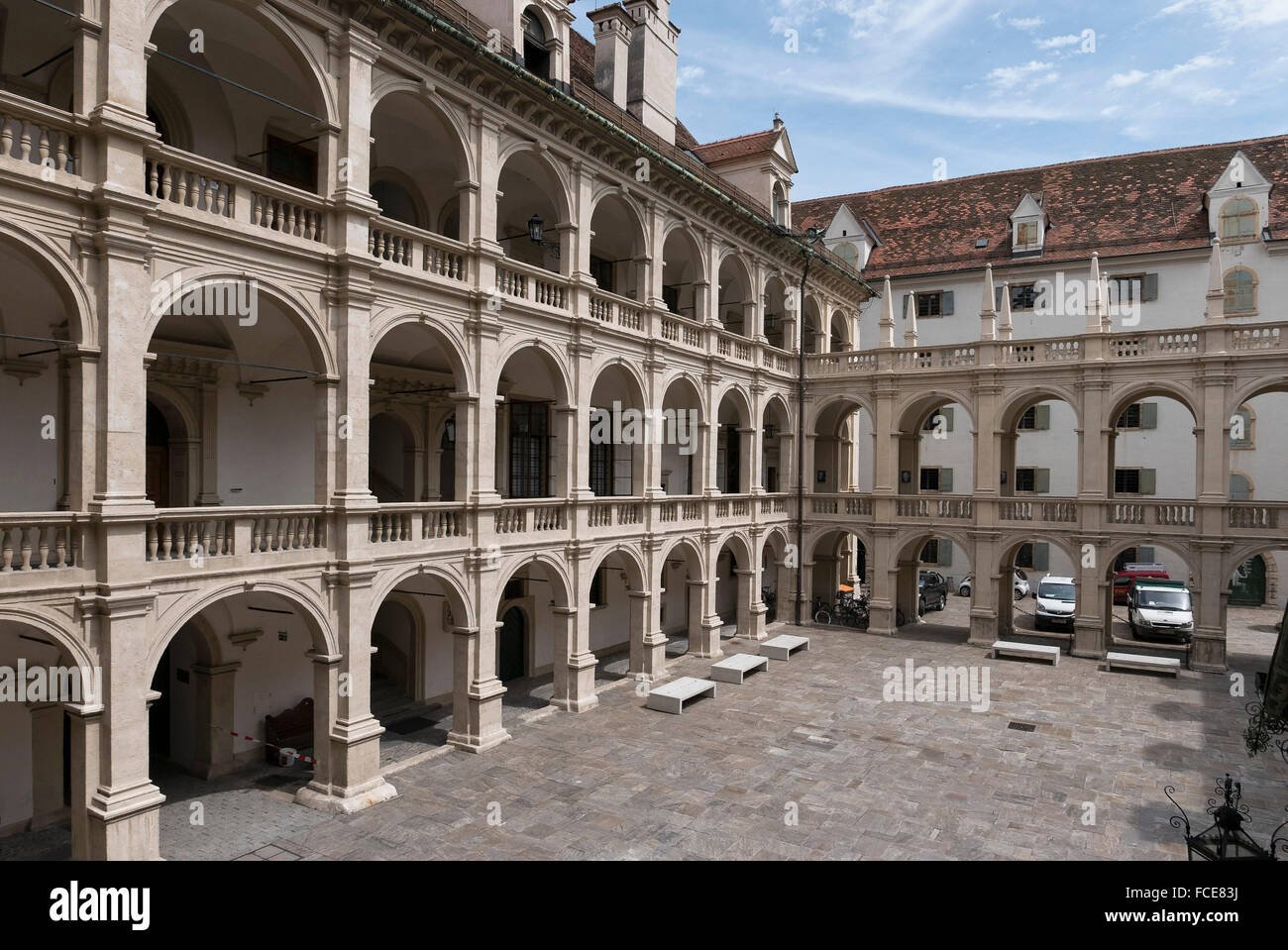 Renaissance arcades in the courtyard cottage, UNESCO World Heritage ...