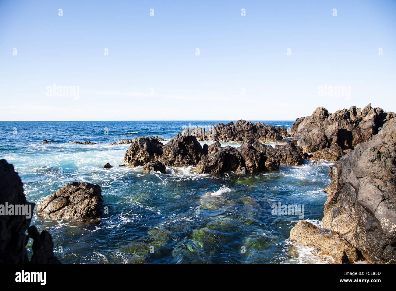 Madeira Island, volcanic rock in the sea Stock Photo - Alamy