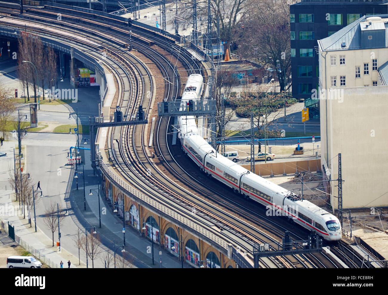 Railroad tracks, railway, Alexanderplatz, Berlin, Germany Stock Photo ...