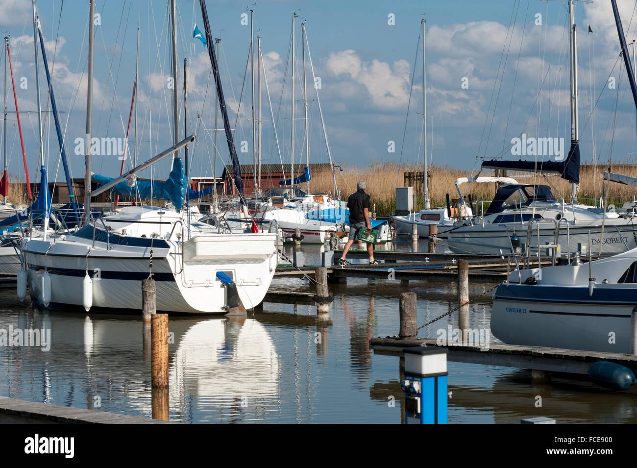 Boats, ships, marina on Lake Neusiedl, Rust, UNESCO World Heritage Site ...