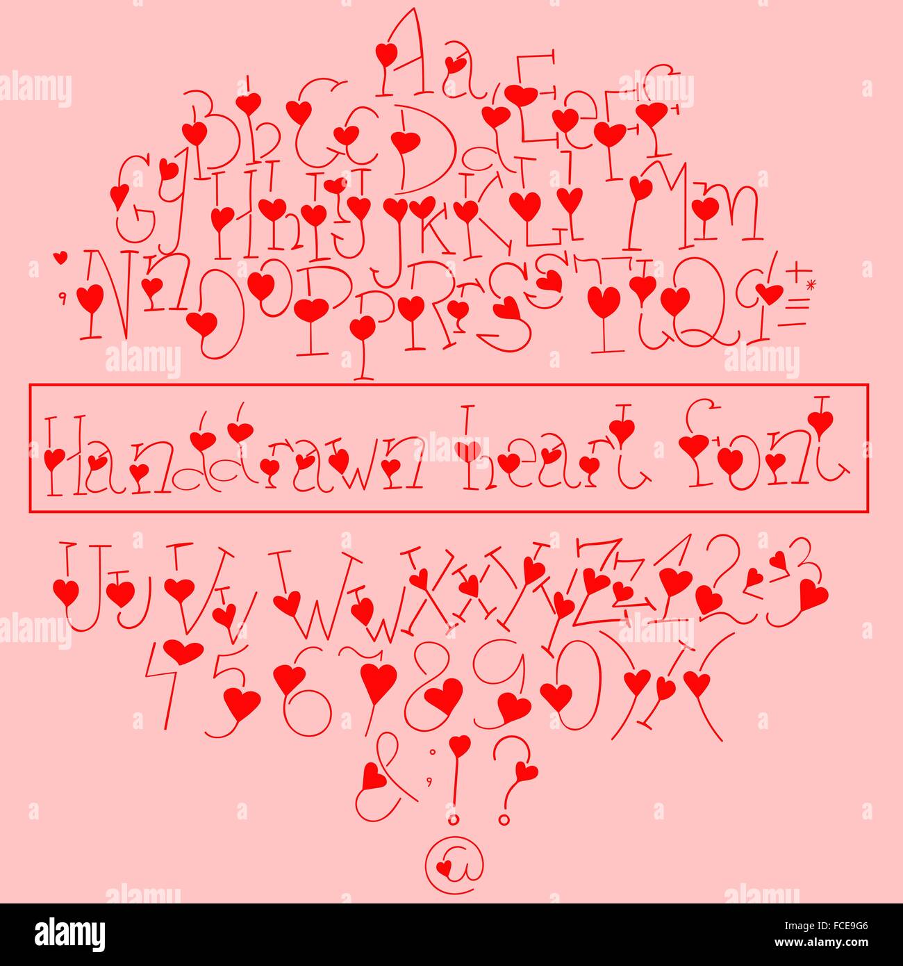 Hand drawn heart font Stock Vector Image & Art - Alamy