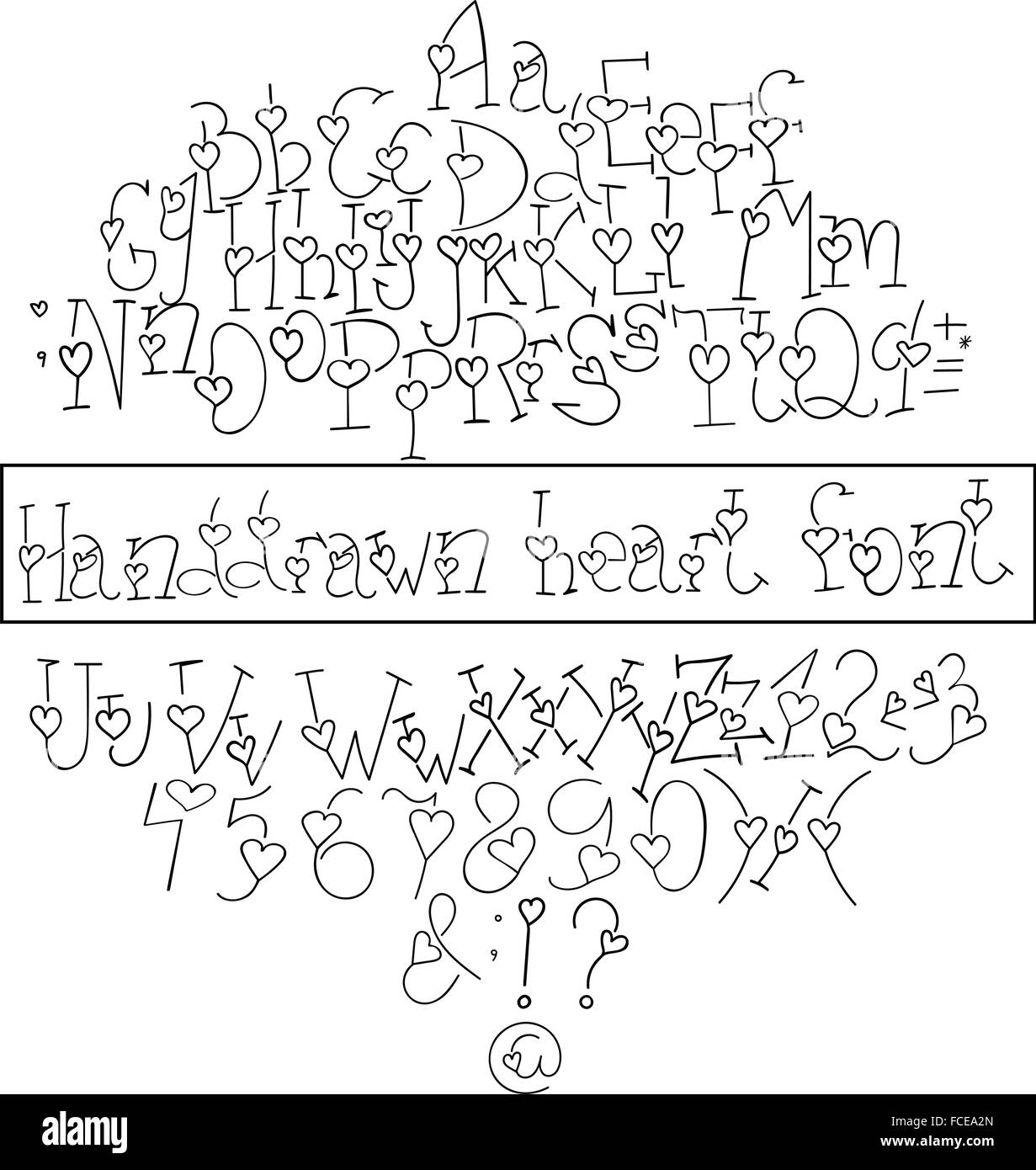 Hand drawn heart font Stock Vector Image & Art - Alamy