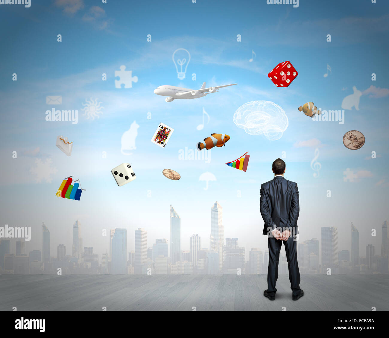 Back view of confident businessman dreaming about future Stock Photo ...