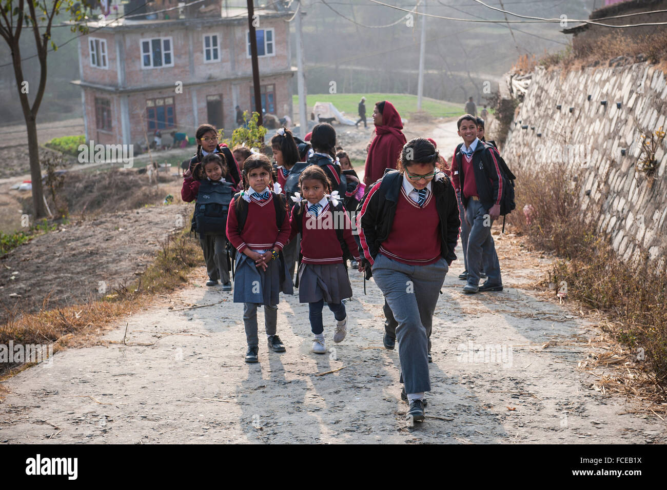 Nepal, Tathali, students Stock Photo - Alamy