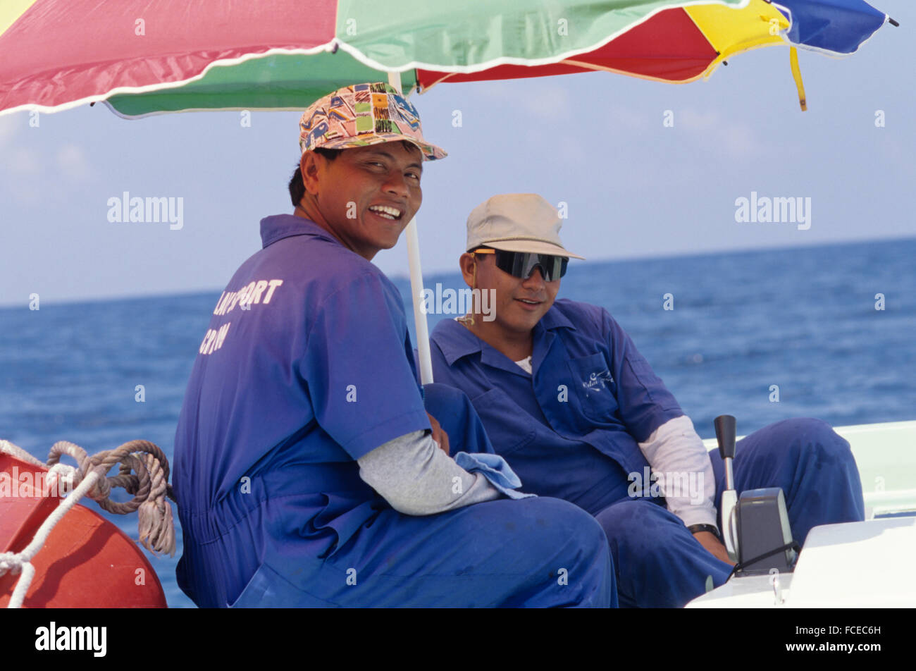 Republic of Palau, Live a board scuba dive operation, crew members in ...