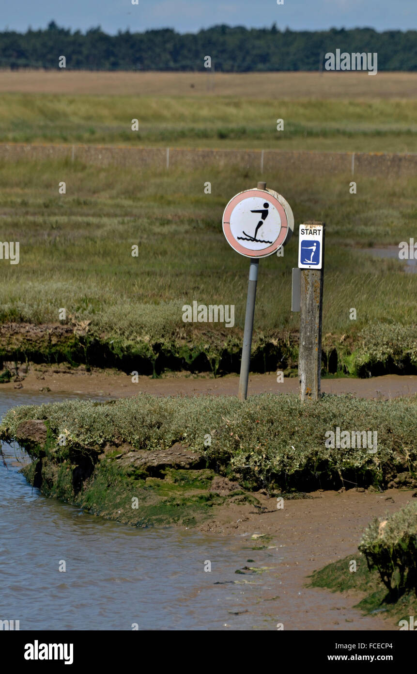 water ski start sign river blyth southwold Stock Photo - Alamy