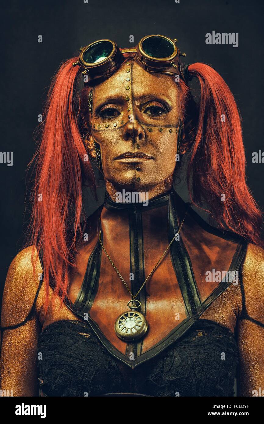 Portrait of a robot steampunk woman Stock Photo - Alamy