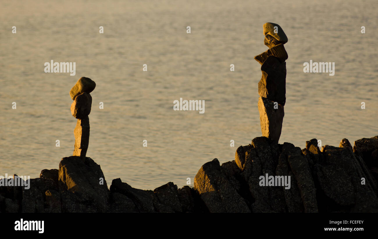 Stone Stack Against Sea Stock Photo - Alamy