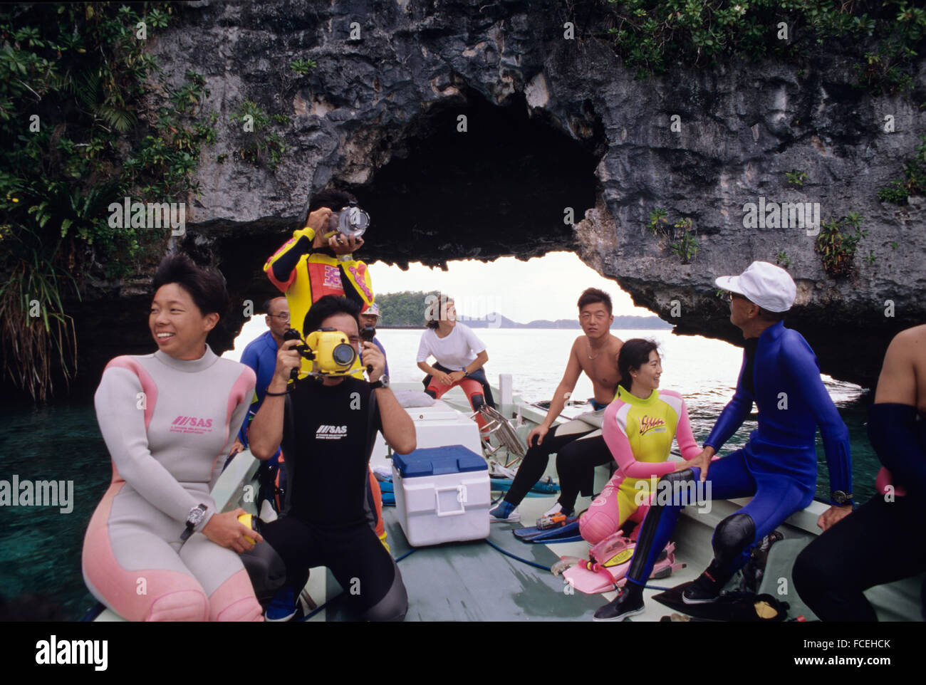 Republic of Palau, Live a board scuba dive operation Stock Photo - Alamy
