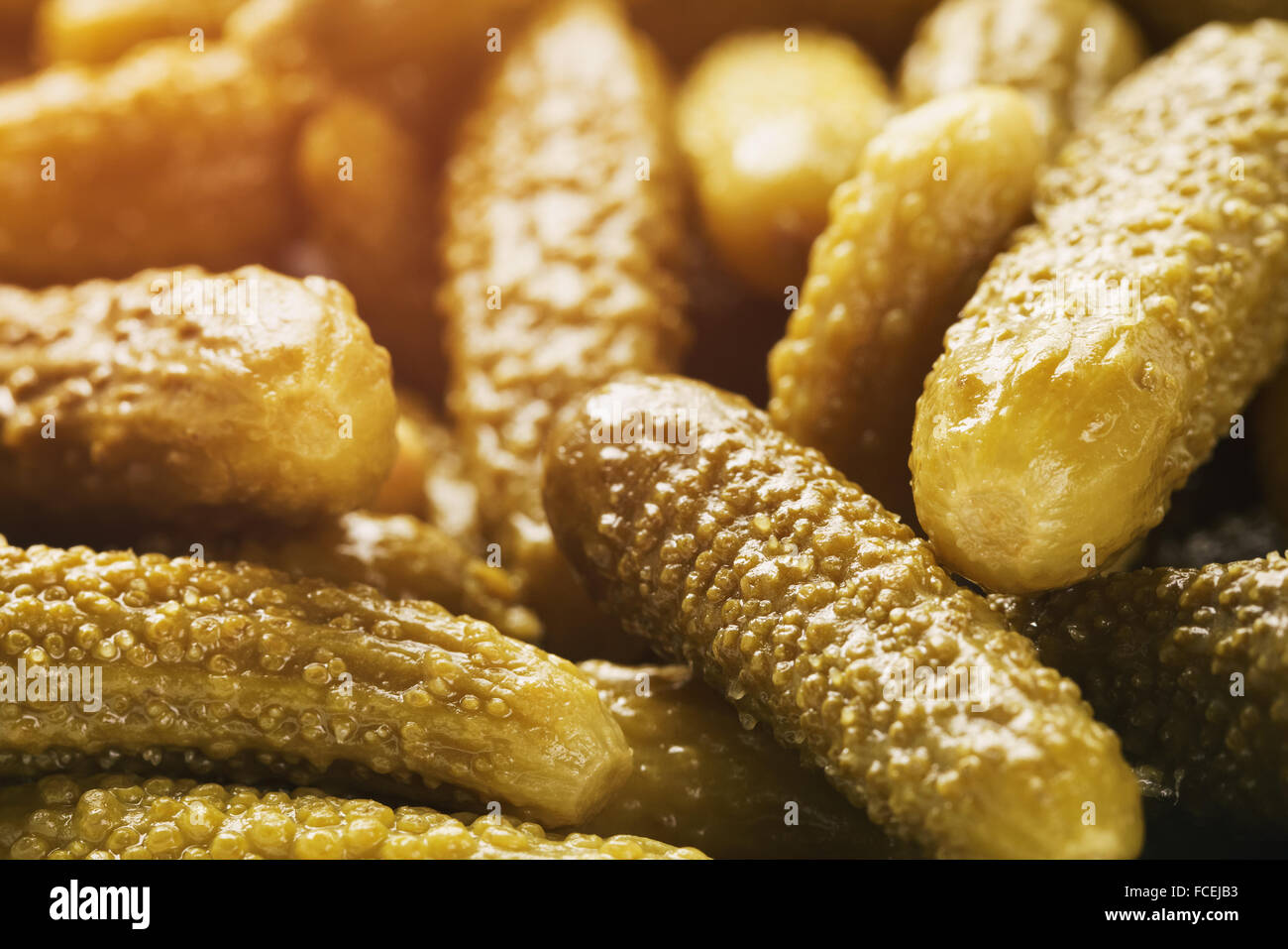 marinated cornichons close up Stock Photo - Alamy