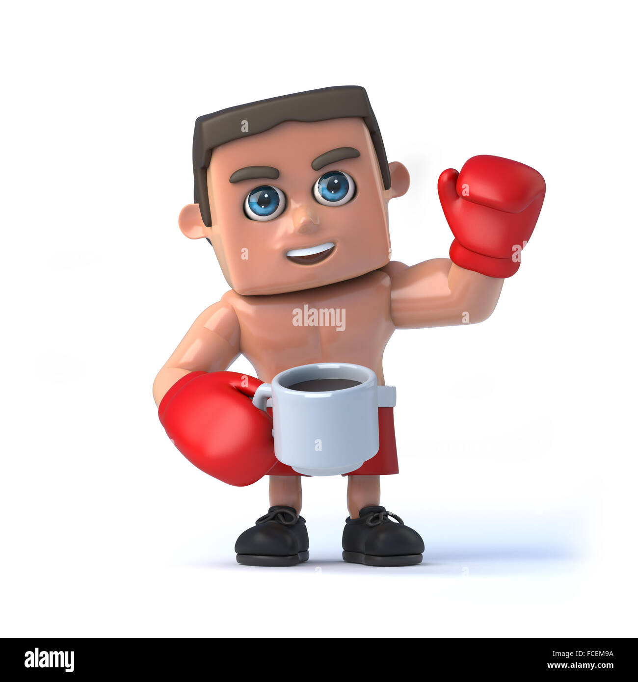 3d render of a boxer drinking a cup of tea Stock Photo - Alamy