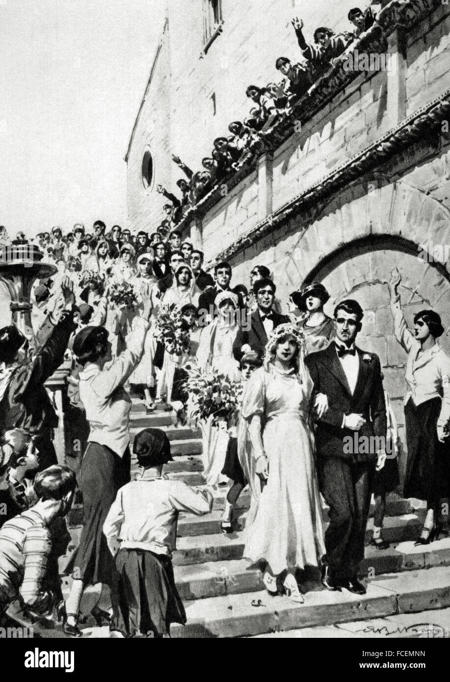 World War II (1939-1945). Wedding celebration, at the same time, of ...