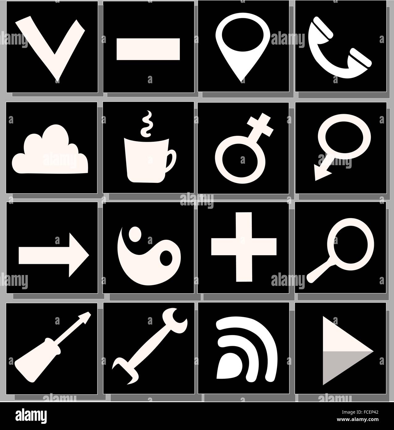 White and black vector icons Stock Vector Image & Art - Alamy