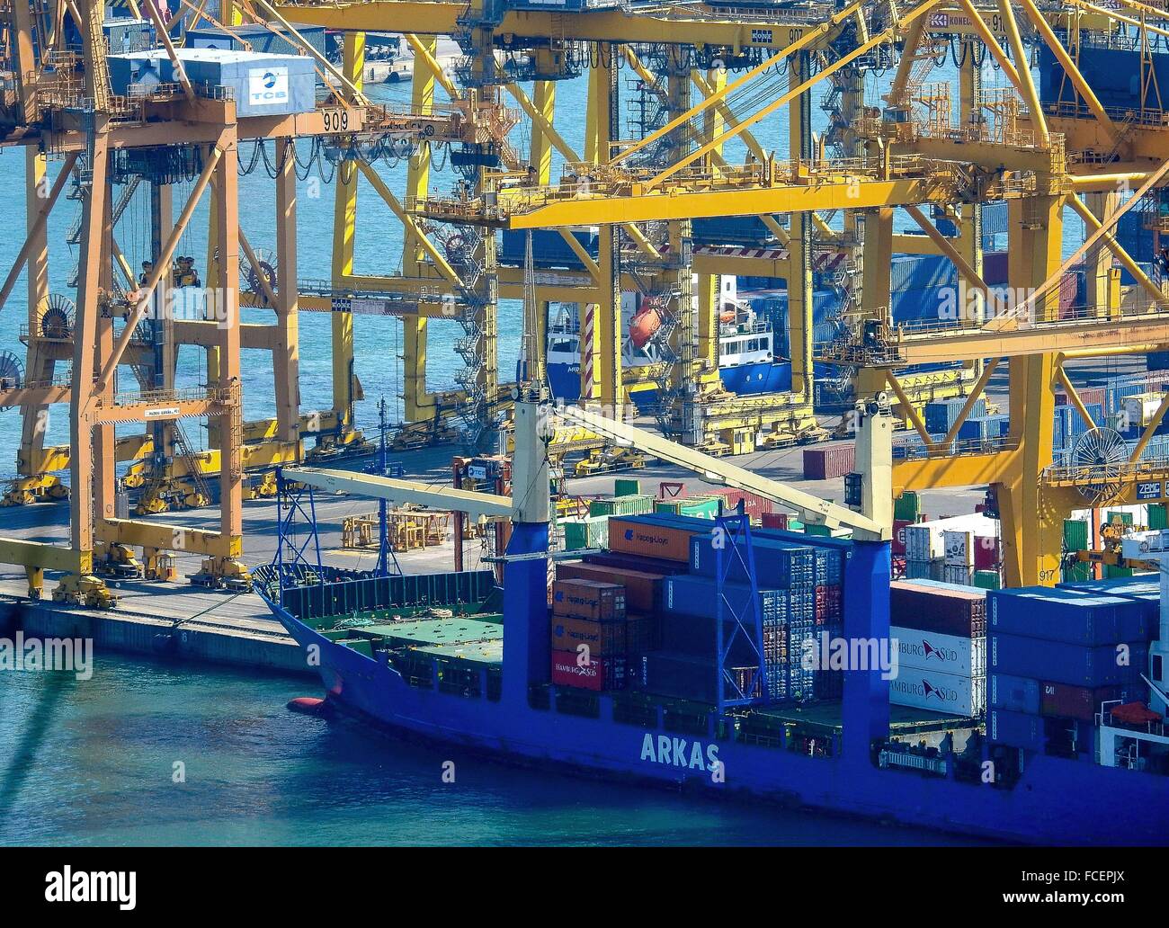 Container terminal. Port of Barcelona. Barcelona. Spain Stock Photo - Alamy