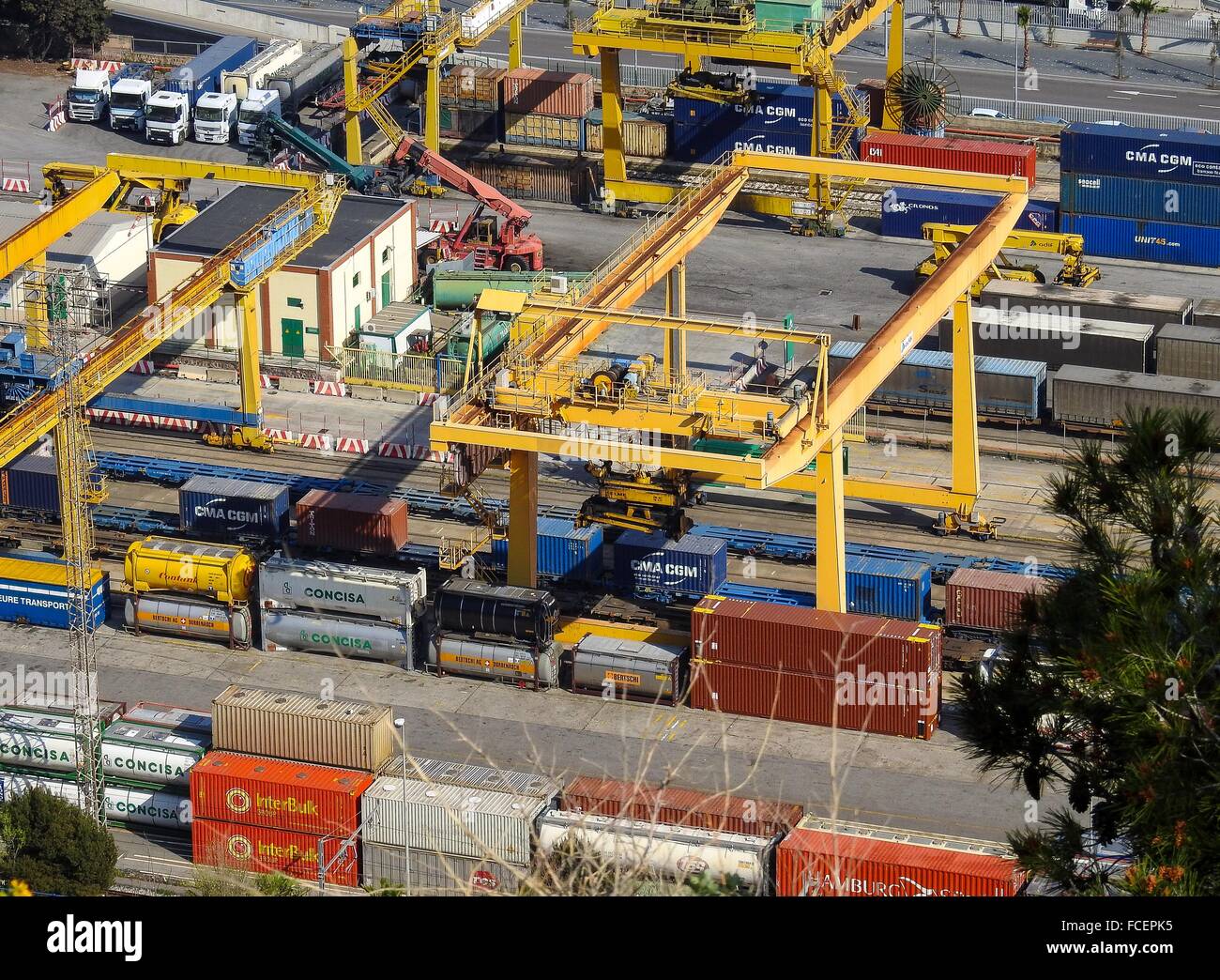 Container terminal at Barcelona port. Spain Stock Photo - Alamy