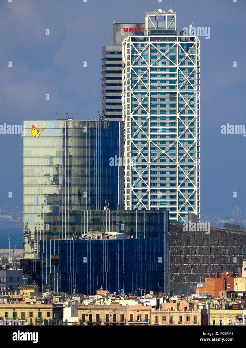 Gas Natural Building, Hotel Arts and Torre Mapfre. Barcelona, Catalonia ...