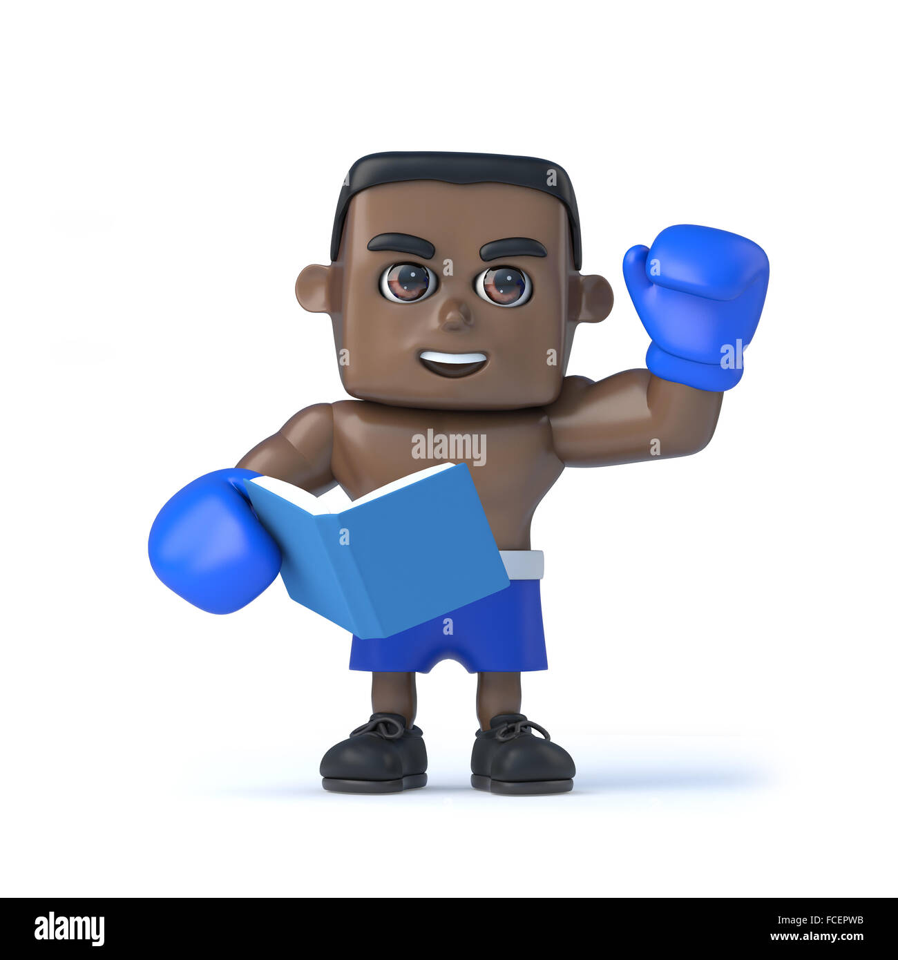 3d render of a black boxer reading a book Stock Photo - Alamy