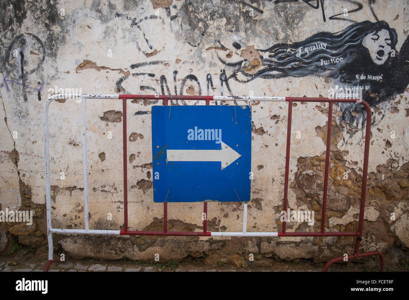 turn right blue road sign Stock Photo - Alamy