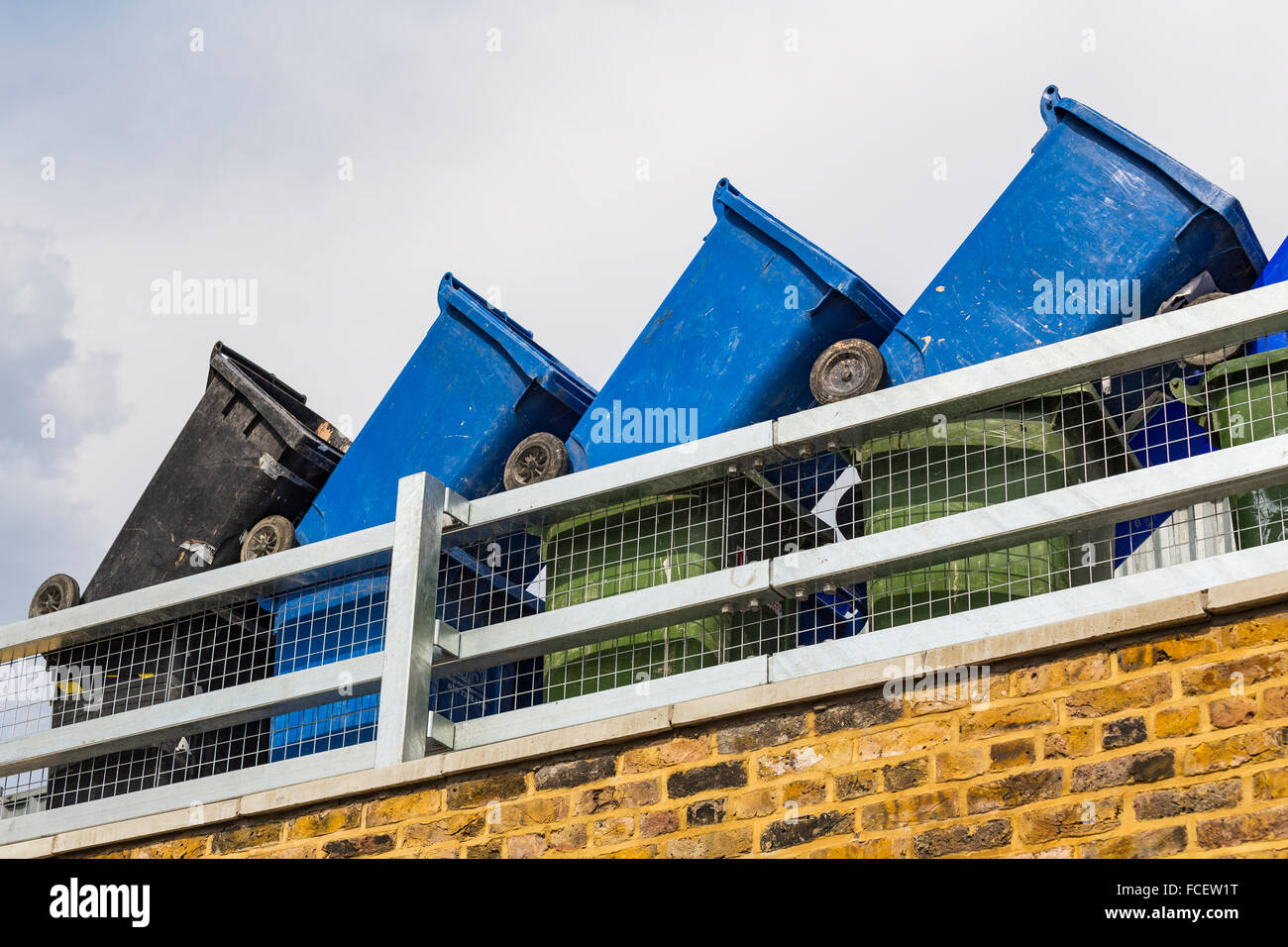 Rubbish Bins stacked in a row, Regent's Canal, London Stock Photo - Alamy