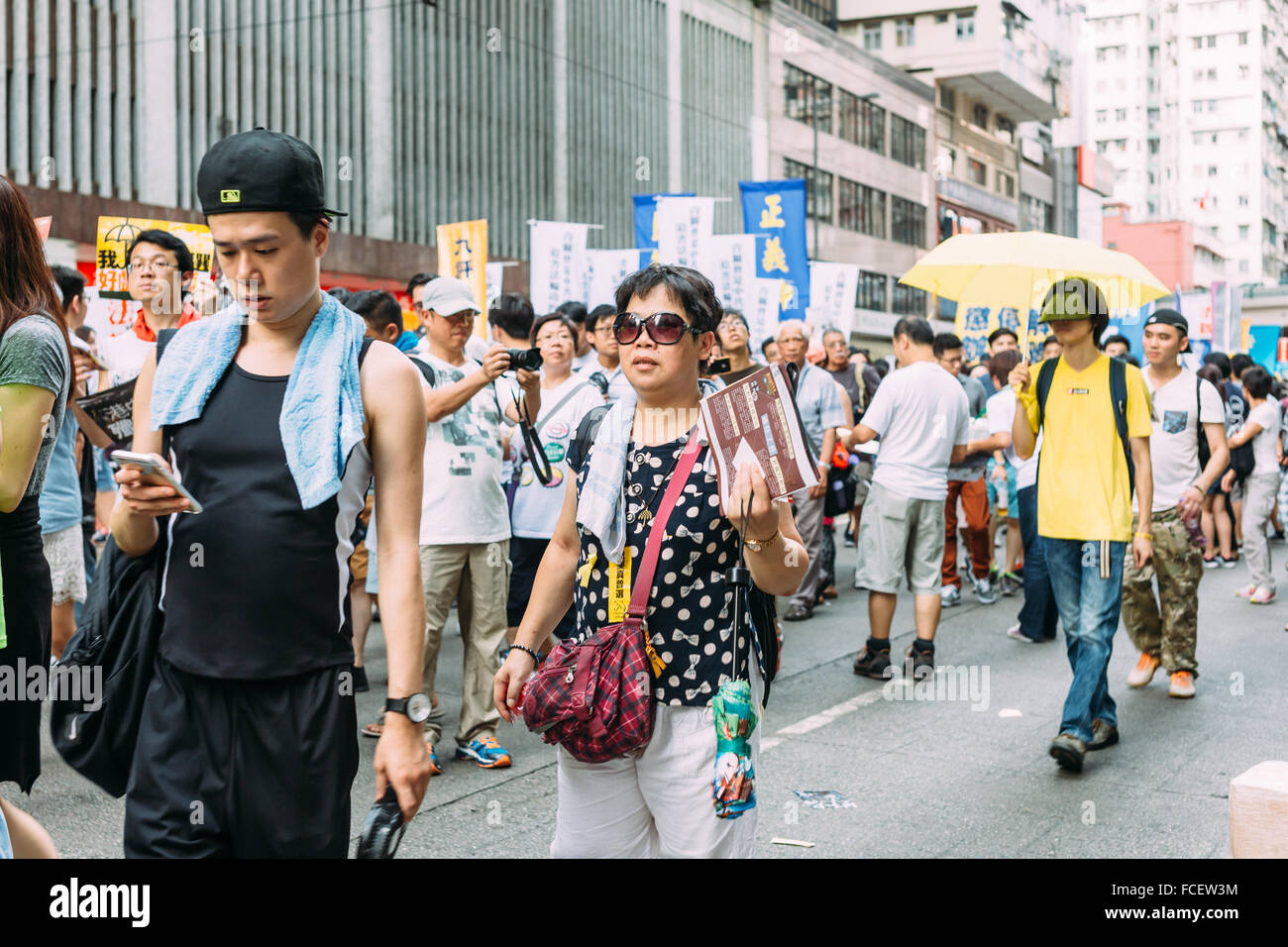 HONG KONG - JULY 1: Hong Kong people show their dissatisfaction to the ...