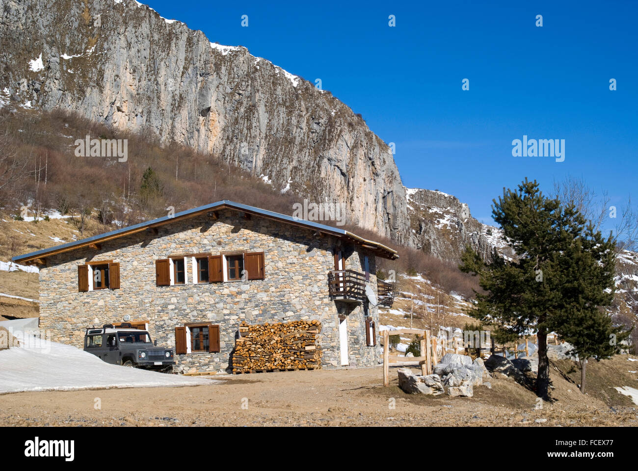 The mountain hut in Alps Stock Photo - Alamy